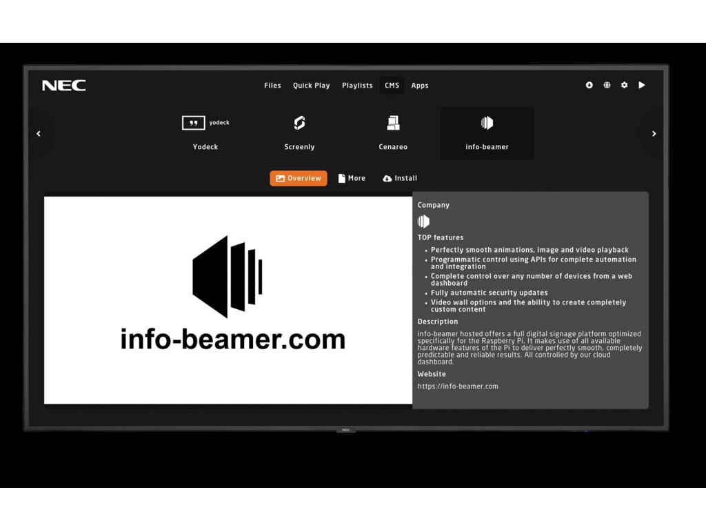 NEC V754Q-MPI - 75" Professional Display with SoC MediaPlayer & CMS, 4
