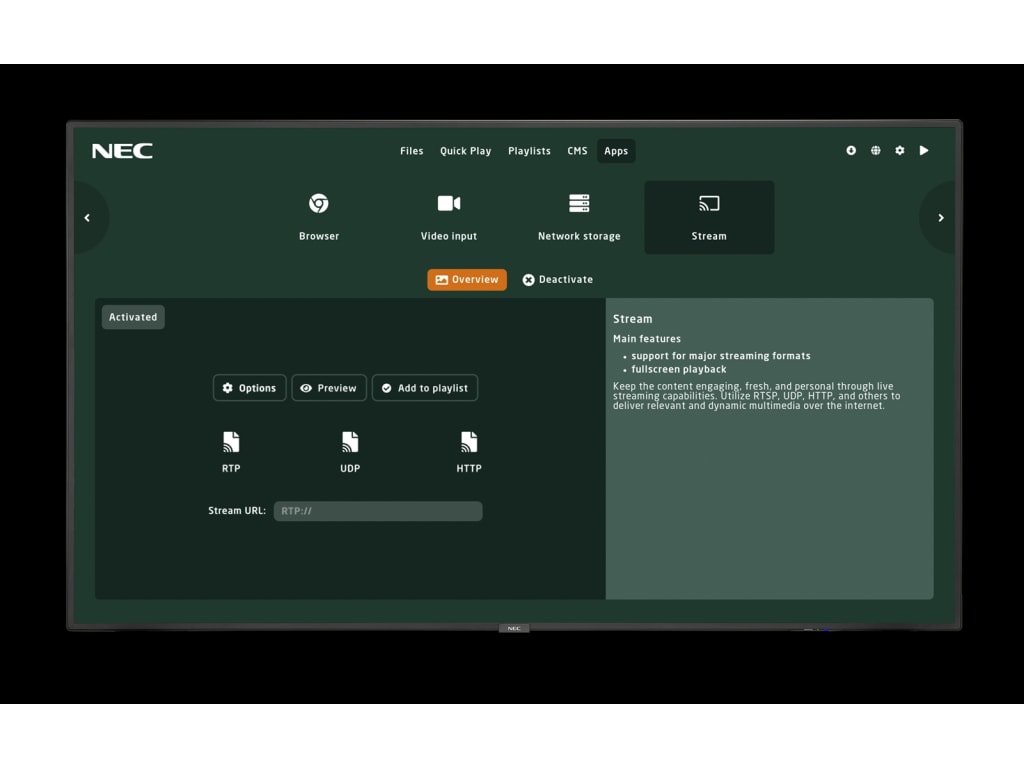 NEC V654Q-MPI - 65" Professional Display with SoC MediaPlayer & CMS, 4